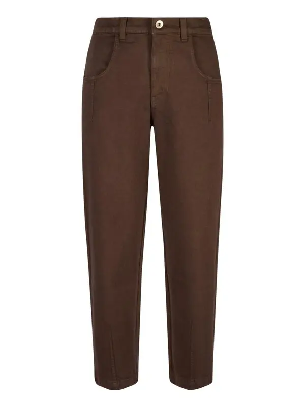 Eleventy Buttoned Straight-leg Trousers - Moro