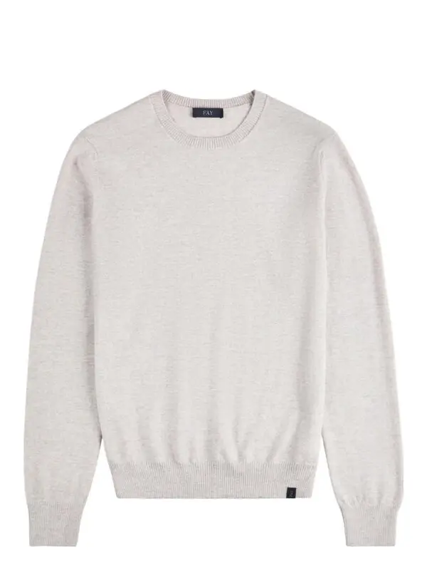 FAY Round-neck Extrafine Merinos Wool Jumper - Grey