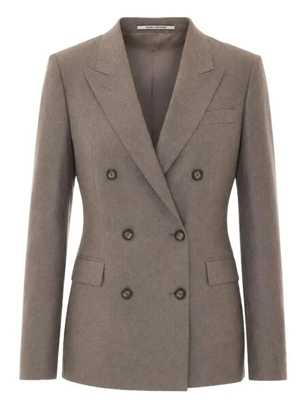 Tagliatore Double Breasted Peak Lapel Blazer - Gray