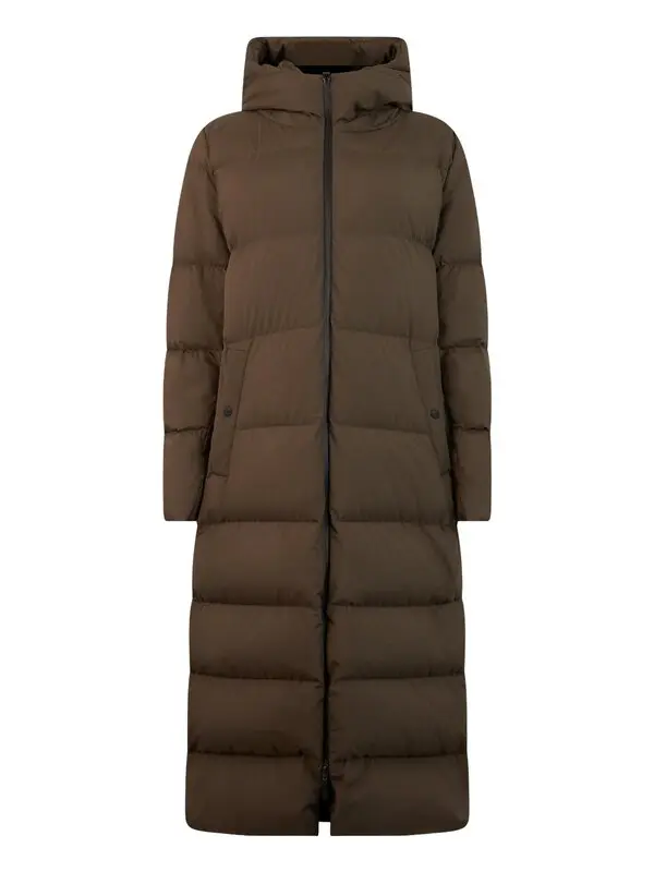 Herno Zip-up Hooded Long Coat - Brown