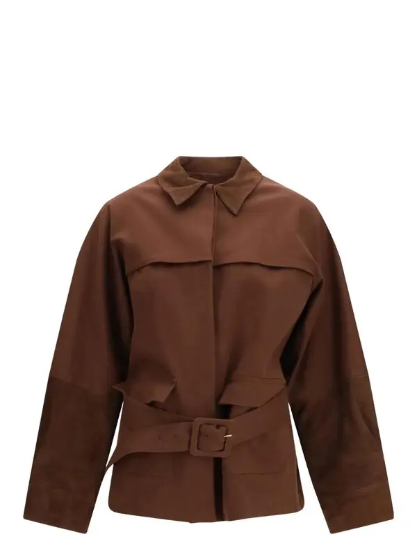 Fabiana Filippi Cropped Belted Jacket - Brown