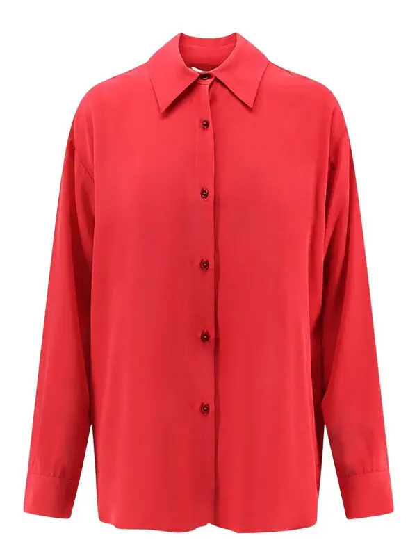ALYSI Pointed-collar Silk Shirt - Red
