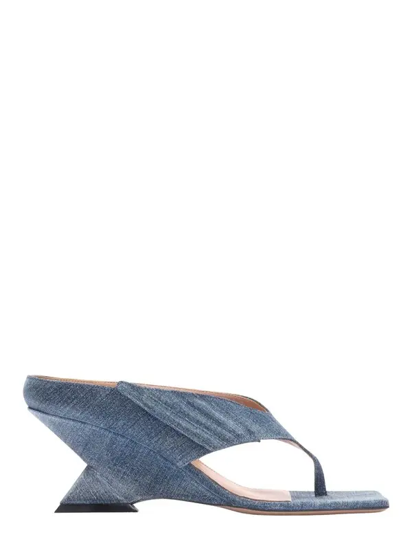Attico Asymmetric Wedge Thong Sandals - Blue