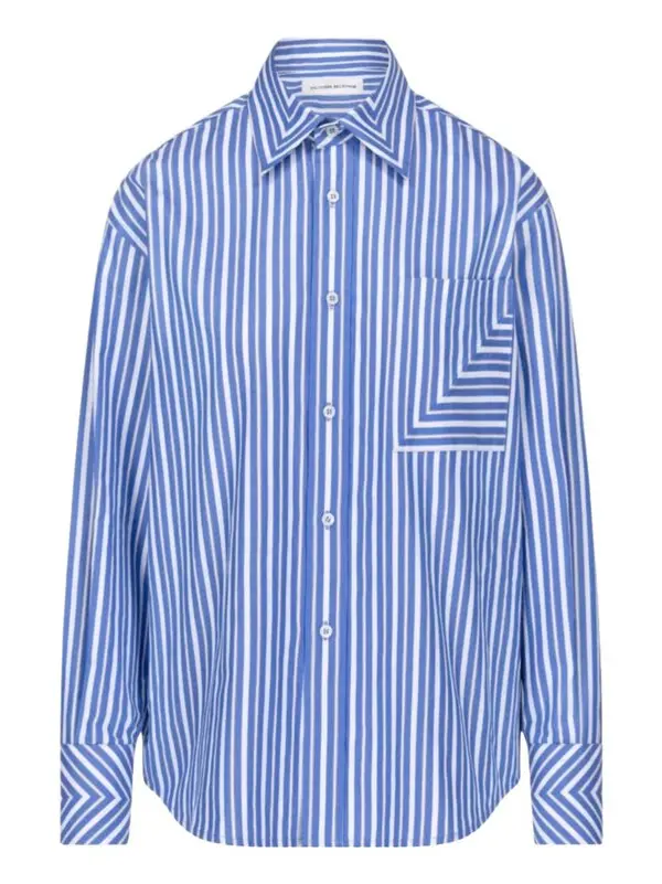 Victoria Beckham Striped Cotton Shirt - Blue/white