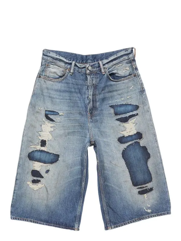 Acne Studios Mended Denim Shorts - Medium Blue