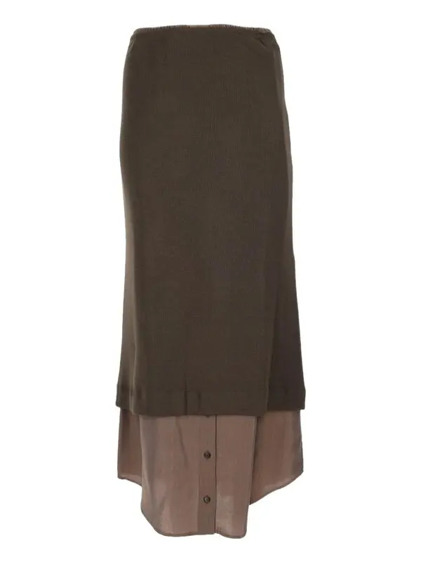 ALYSI Layered Sheer-hem Skirt - Brown