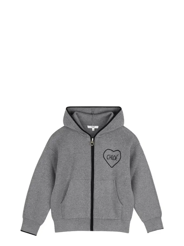 Chloé Logo-embroidered Zip-up Hoodie - Gray