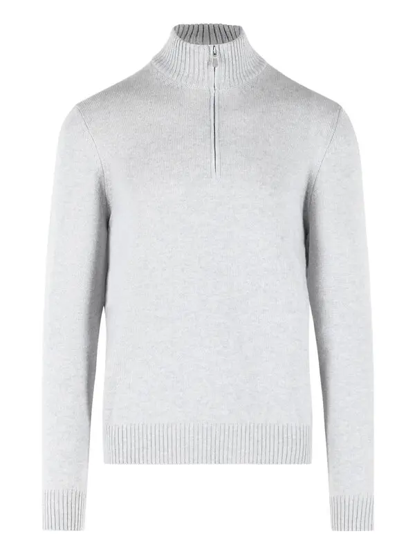 GRAN SASSO Long-sleeve Quarter Zip Sweater - Grey