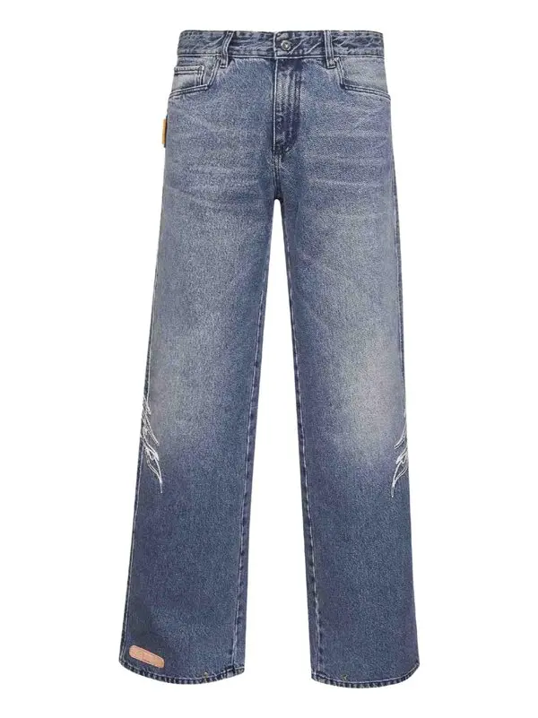 PDFCHANNEL Pdf Embroidered Straight-leg Jeans - Washed Blue