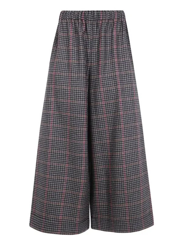 DANIELA GREGIS Plaid Elastic-waist Trousers - Black