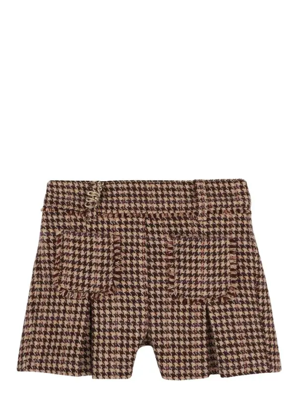 Chloé Houndstooth-pattern Pleated Shorts - Brown