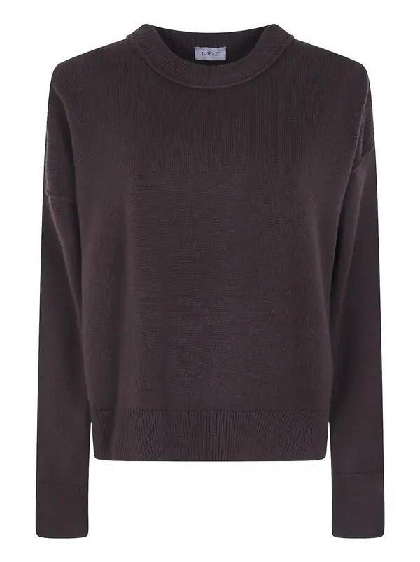 MRZ Cropped Oversized Round Neck Sweater - Mocha