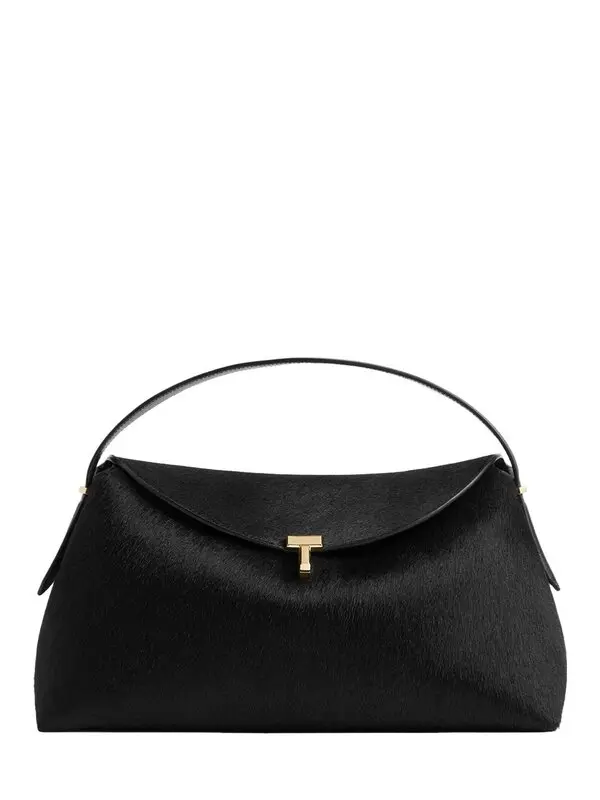 TOTEME Logo Plaque Top Handle Bag - Black