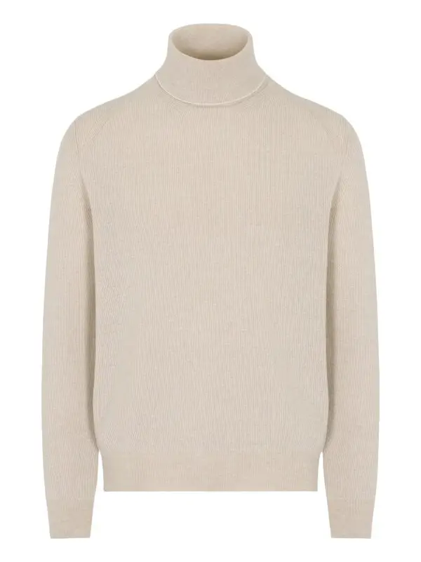 Brioni Turtleneck Knitted Jumper - Beige
