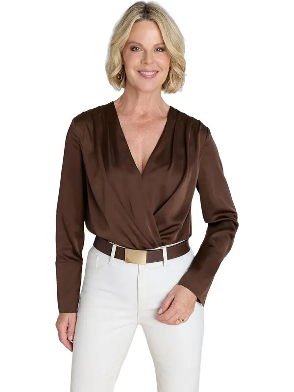 THE NOLI SHOP Frances Silk Bodysuit - Java