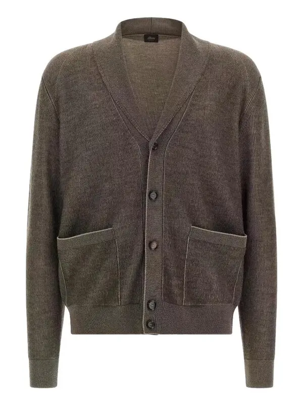 Brioni Vanisé-weave Shawl-neck Cardigan - Brown