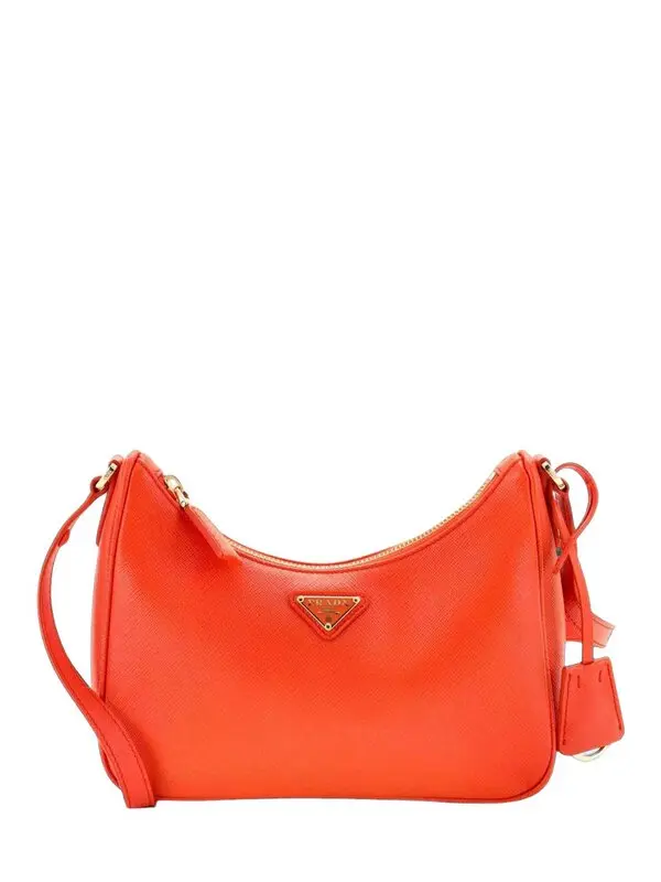 Prada Re-edition Saffiano Leather Mini Shoulder Bag - Orange