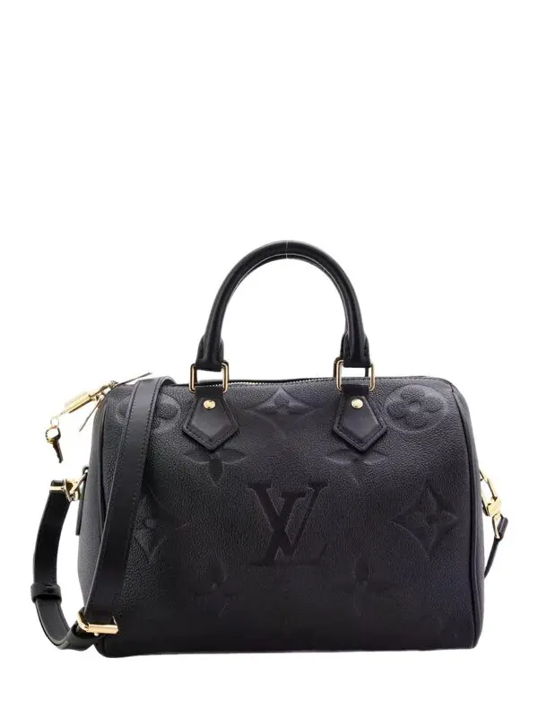 LOUIS VUITTON Monogram Empreinte Giant Speedy Bandouliere 25 Satchel - Black