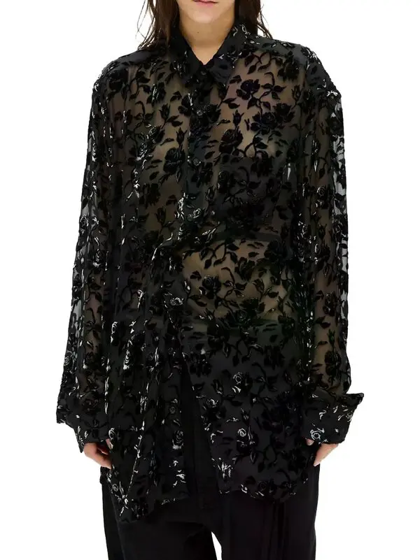 ANN DEMEULEMEESTER Elisabeth Floral-devoré Shirt - Black