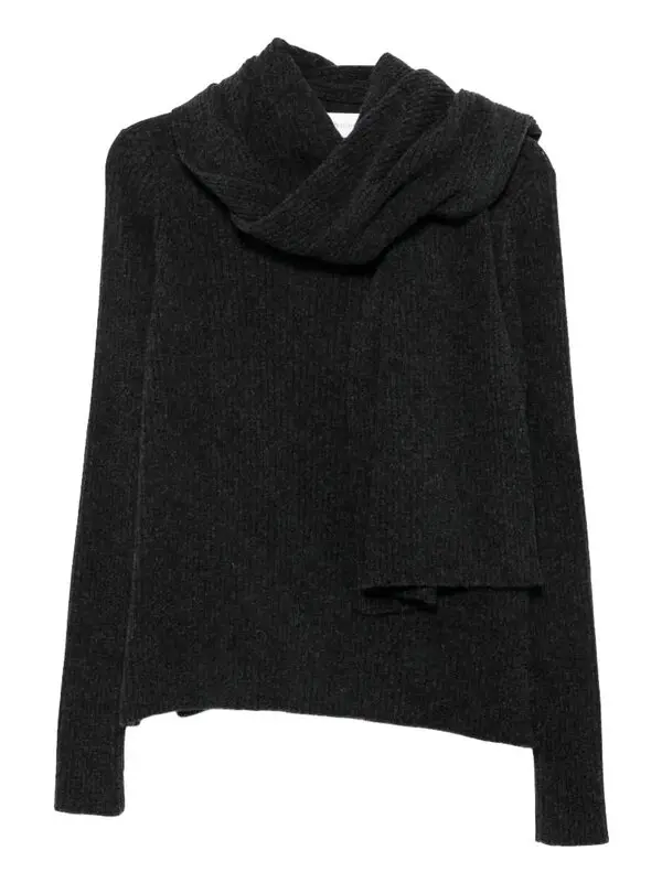 Christian Wijnants Ribbed-knit Scarf-detail Sweater - Grey