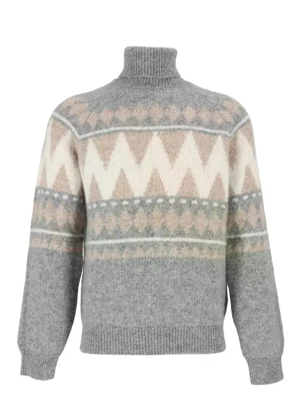 Peserico Geometric-pattern Roll-neck Sweater - Grey