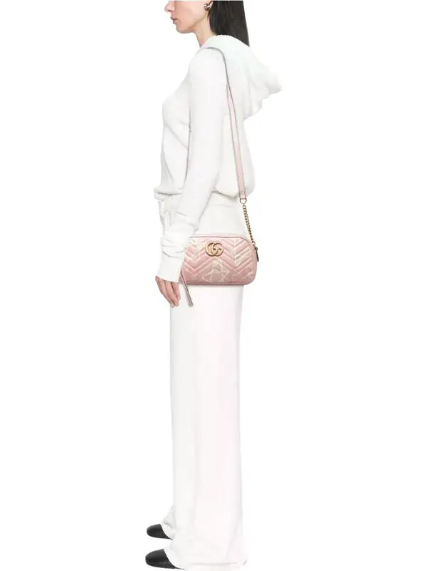 Gucci Small Gg Marmont Matelasse Calfskin Ghost Crossbody Bag - Pink