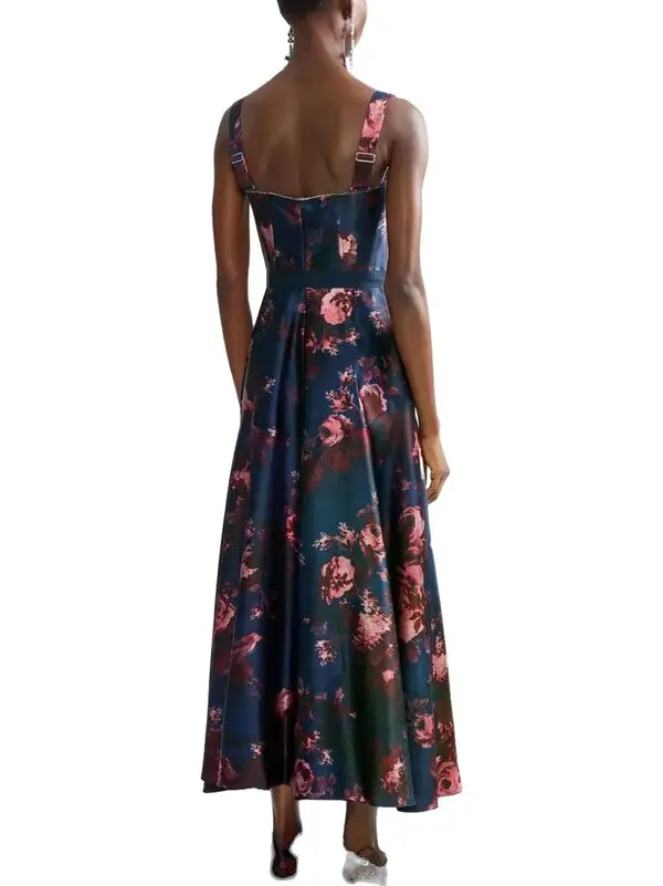 Erdem Floral-print Belted Maxi Dress - Blue