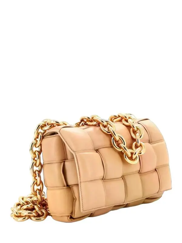 Bottega Veneta Cassette Chain Padded Maxi Intrecciato Leather Crossbody Bag - Neutrals