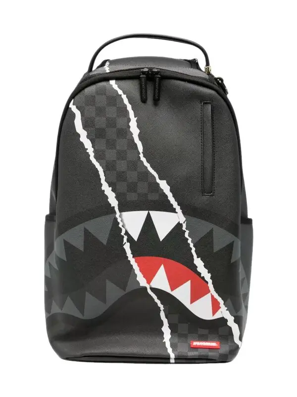 SPRAYGROUND Shark-print Checkered Backpack - Grey