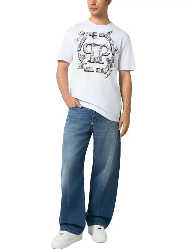 Philipp Plein Logo-detail Dollar-print T-shirt - White