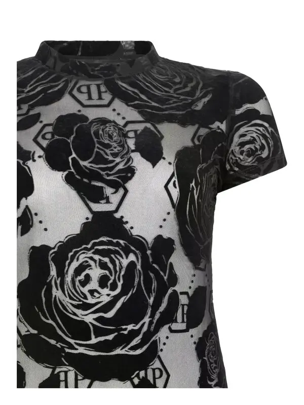 Philipp Plein Short-sleeve Flower-detail T-shirt - Black