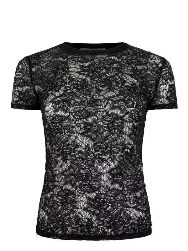 Philipp Plein Strass-embellished Lace T-shirt - Black
