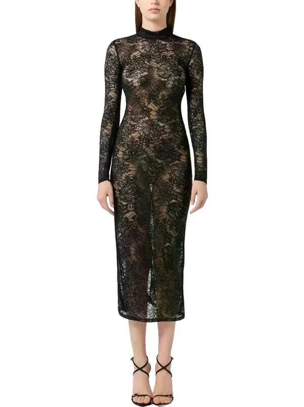 Philipp Plein Lace Open-back Midi Dress - Black