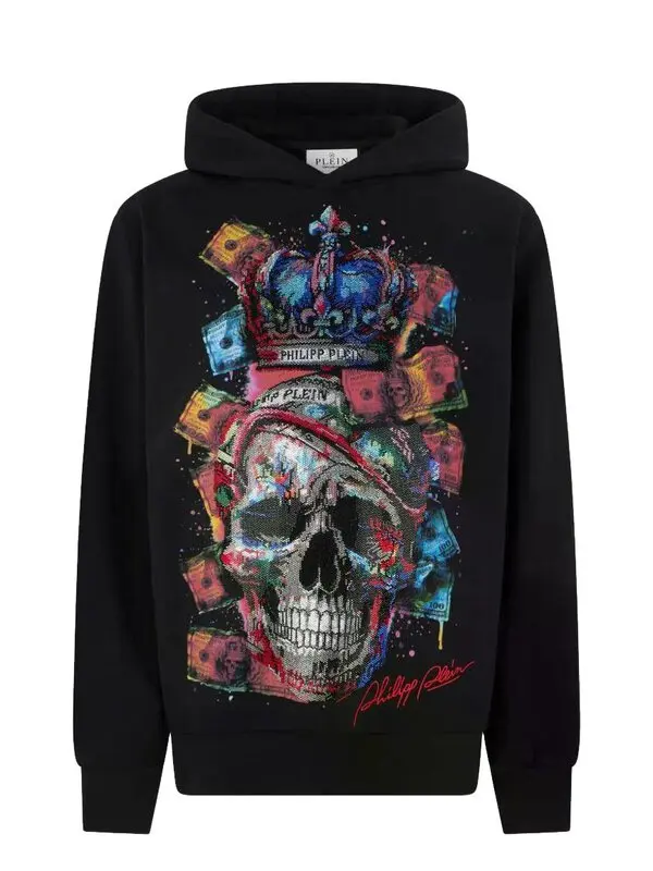 Philipp Plein Skull-print Embellished Hoodie - Black