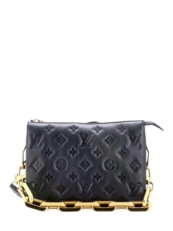 LOUIS VUITTON Monogram Embossed Lambskin Coussin Bb Cross Body Bag - Black