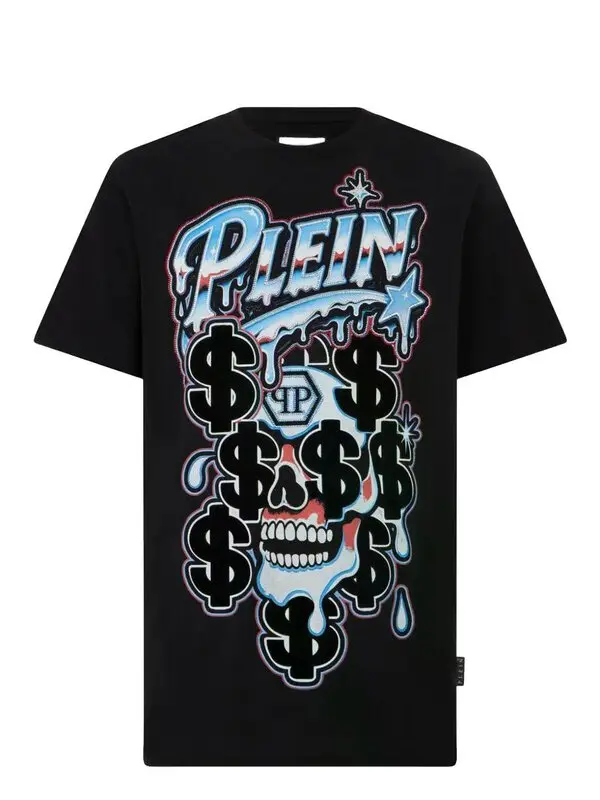Philipp Plein Skull-print Crystal-embellished T-shirt - Black