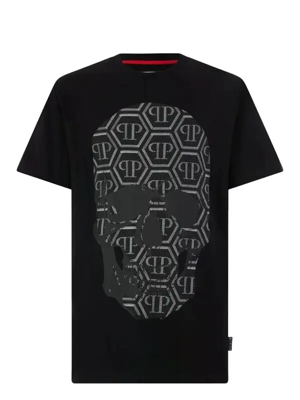 Philipp Plein Round Neck T-shirt Skull Monogram - Black