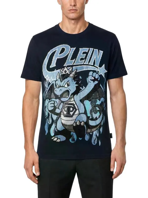 Philipp Plein Round Neck T-shirt Big Dragon Stones - Blue