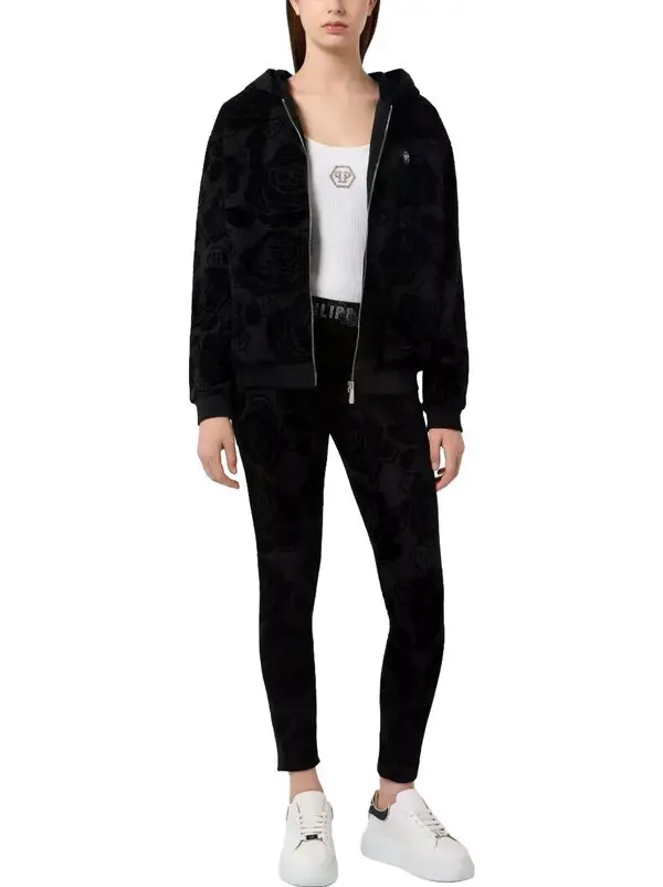 Philipp Plein Flock Flower Monogram Leggings - Black