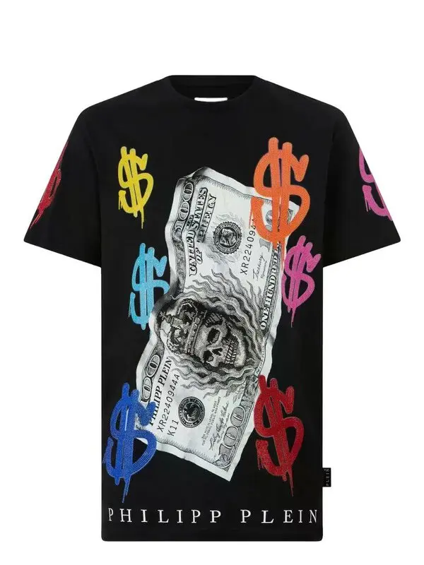 Philipp Plein Dollar-print Crystal-embellished T-shirt - Black