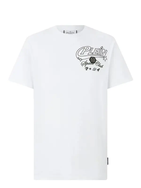 Philipp Plein Round Neck T-shirt Space Club Logo - White