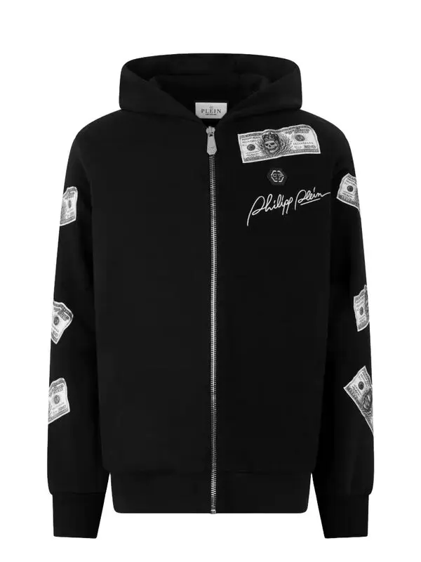 Philipp Plein Crystal-embellished Dollar Hoodie - Black