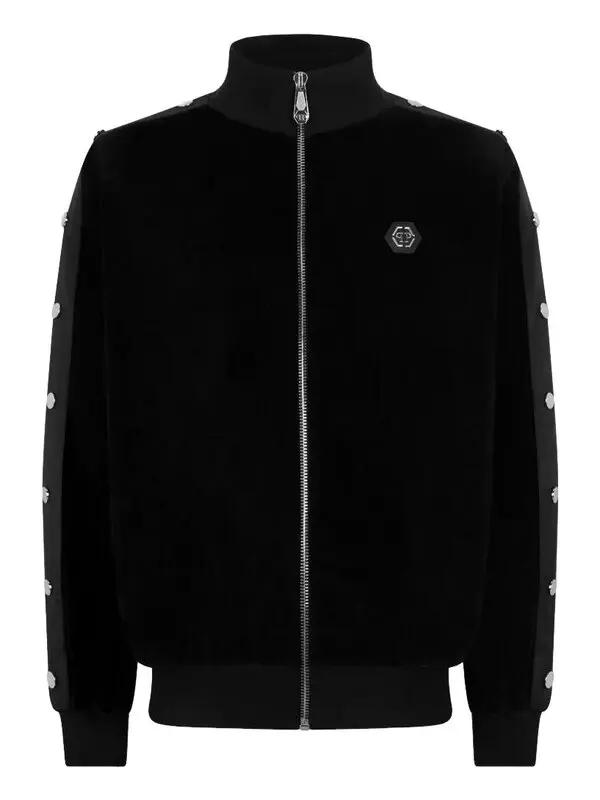 Philipp Plein Chenille Button-embellished Tracksuit Jacket - Black