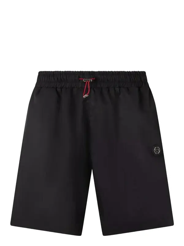 Philipp Plein Logo-stripe Drawstring Shorts - Black