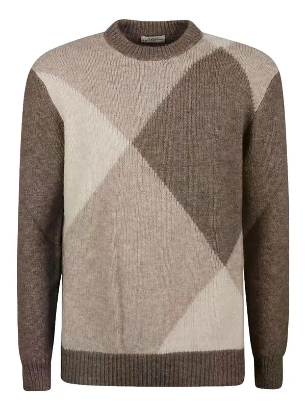 BALLANTYNE Argyle-intarsia Wool Sweater - Brown