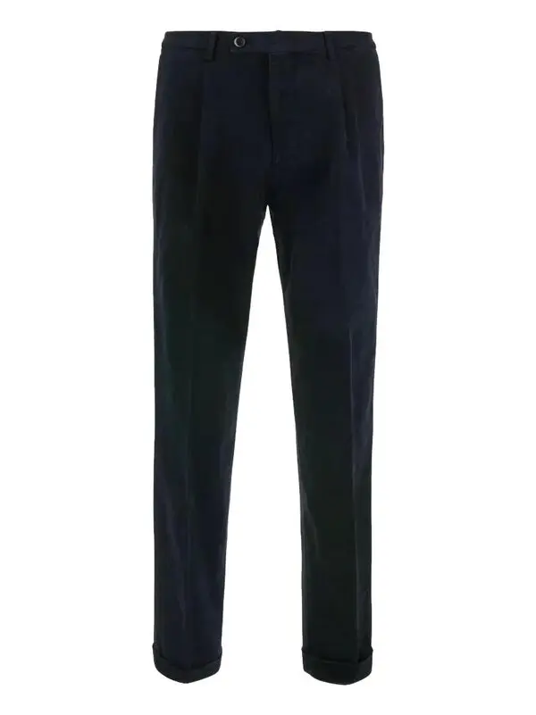 MICHAEL COAL Pleated Turn-up Chino Trousers - Blue