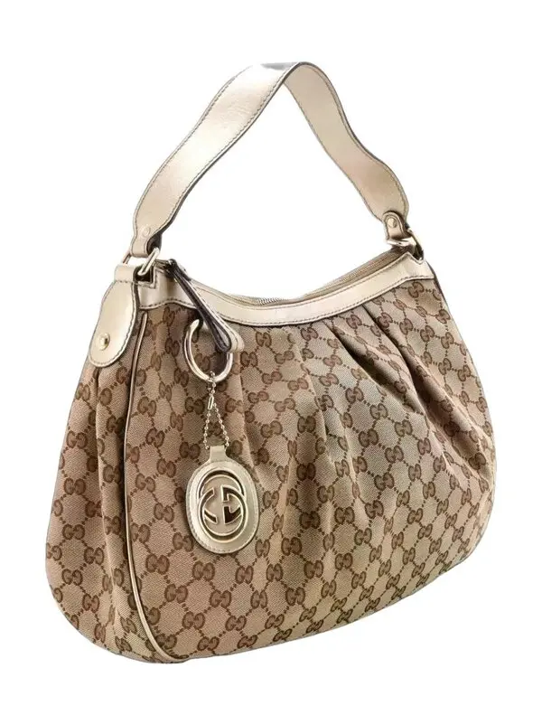Gucci Sukey Gg Canvas Leather Medium Hobo Bag - Brown