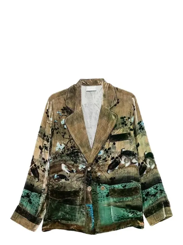 PIERRE-LOUIS MASCIA Graphic-print Blazer - Brown