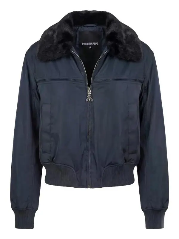 Patrizia Pepe Faux-fur Collar Bomber Jacket - Blue