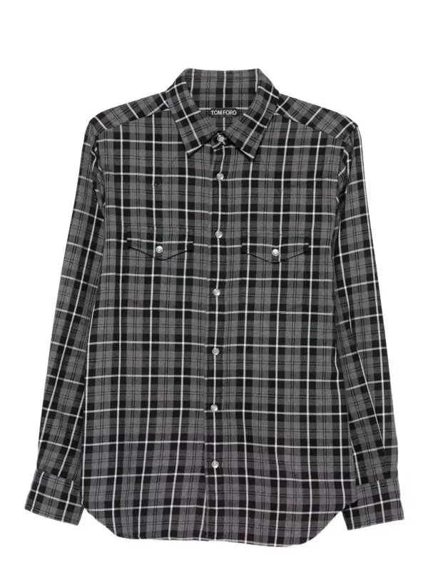 TOM FORD Western Check Shirt - Grey